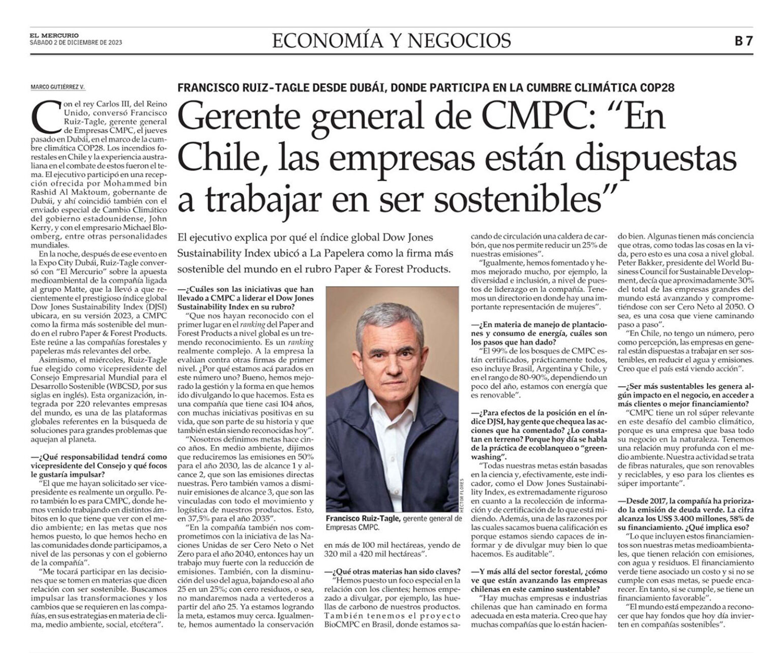 Gerente general de CMPC: "En Chile, las empresas están dispuestas a ...